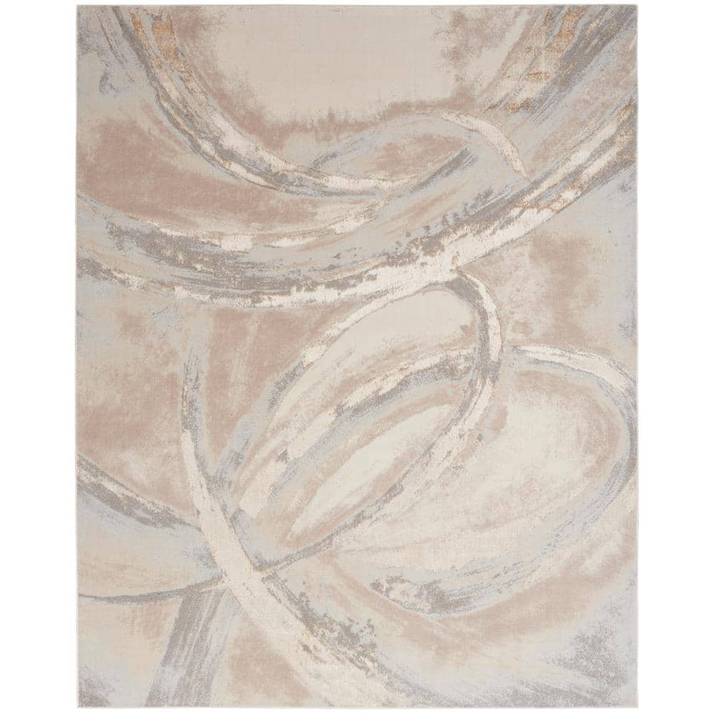 Inspire Me! Home Décor Brushstrokes Abstract Beige/Grey 9 x 12 Area Rug ...