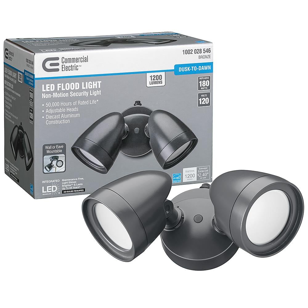 Defiant 2 Head Dark Bronze Outdoor Integrated LED Security Flood Light ...