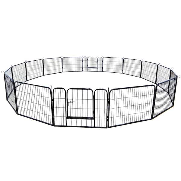 Portable Outdoor Folding 1/3-Acre In-Ground Heavy-Duty Metal Dog Pens ...