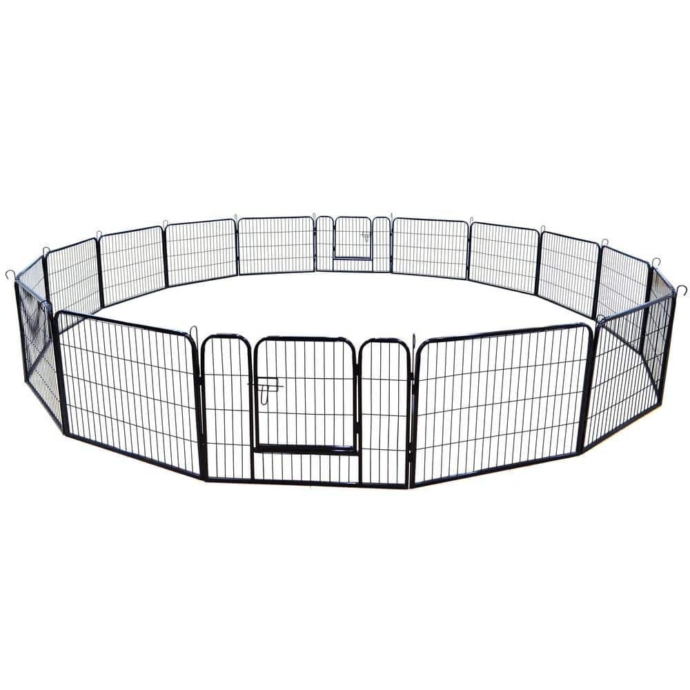 Portable Outdoor Folding 1/3-Acre In-Ground Heavy-Duty Metal Dog Pens ...
