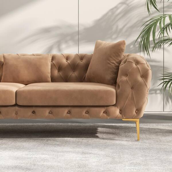 Brown velvet sofa set store