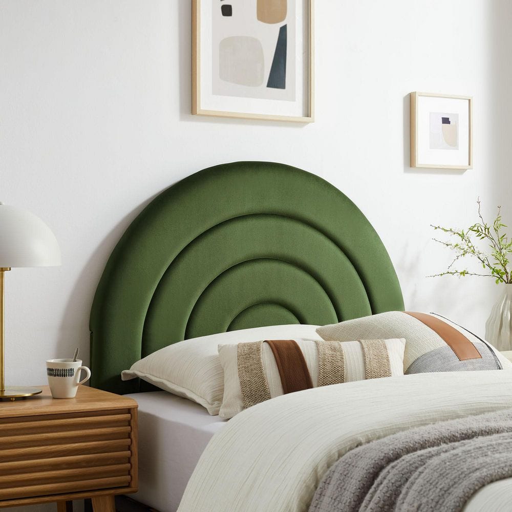 MODWAY Solana Soft Arch Shaped Round Twin Headboard in Moss Green MOD ...