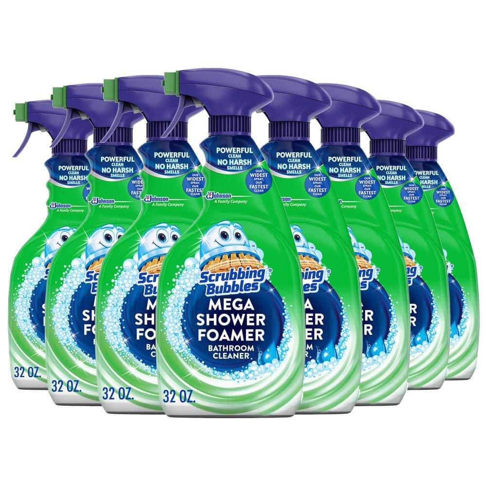 Scrubbing Bubbles 32 oz. Rainshower Scent Bathroom Cleaner Mega Shower Foamer (8-Pack) 308470 ...