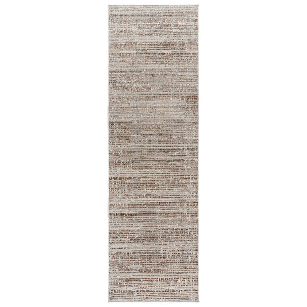 Gertmenian Missha Marris Beige 2 ft. x 8 ft. Abstract High-Low Indoor ...