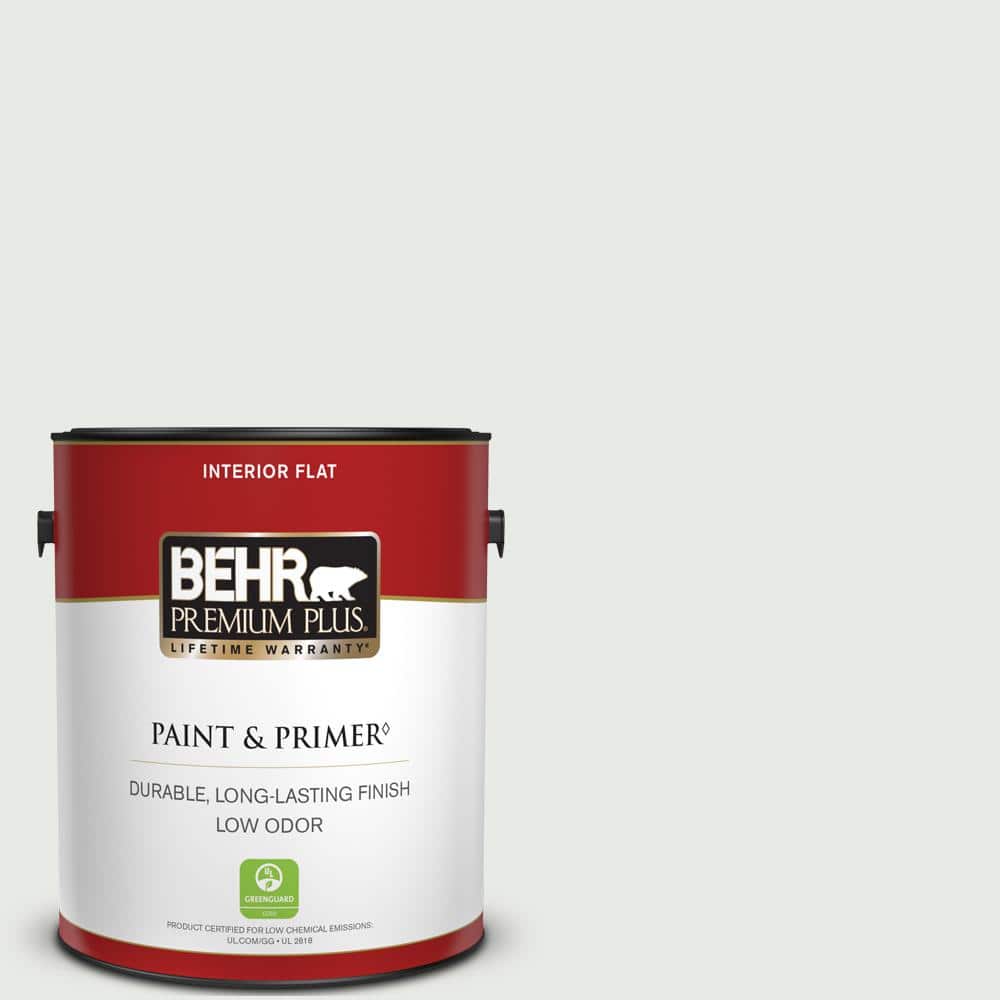 BEHR PREMIUM PLUS 1 gal. #BL-W08 Frothy Surf Flat Low Odor Interior ...