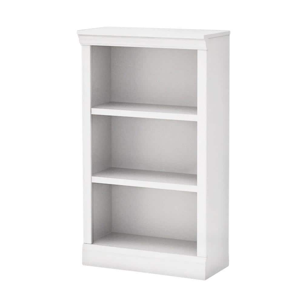 Hampton Bay 42.56 in. White Wood 3 shelf Standard Bookcase with Adjustable Shelves THD130418.2a The Home Depot