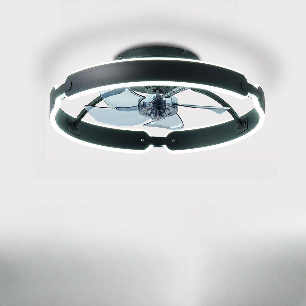 Laybus Black 20 in. Low Profile Ceiling Fan with Lights and Remote ...