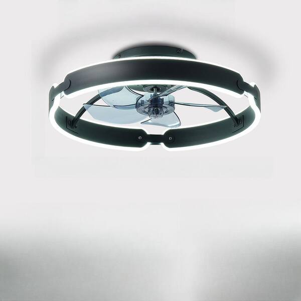 Laybus Black 20 in. Low Profile Ceiling Fan with Lights and Remote ...