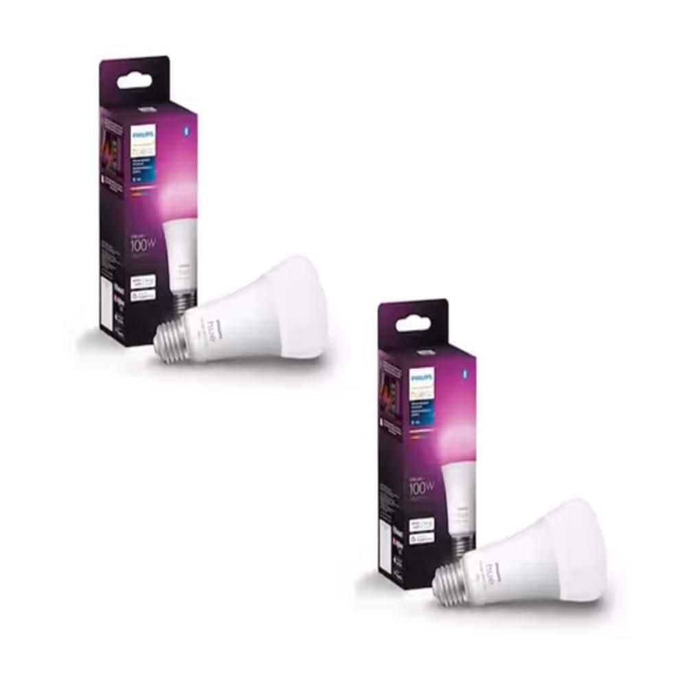 Philips Hue 100-Watt Equivalent A21 Smart LED Color Changing Light Bulb ...
