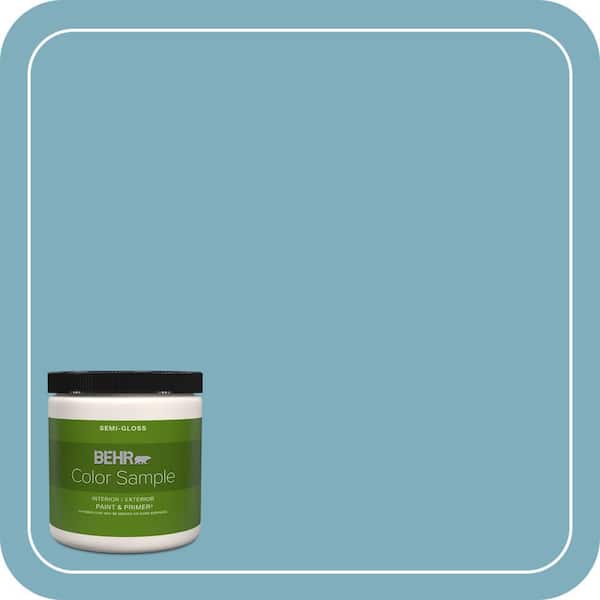 BEHR PREMIUM PLUS 8 oz. #PMD-83 Porcelain Blue Semi-Gloss Interior ...