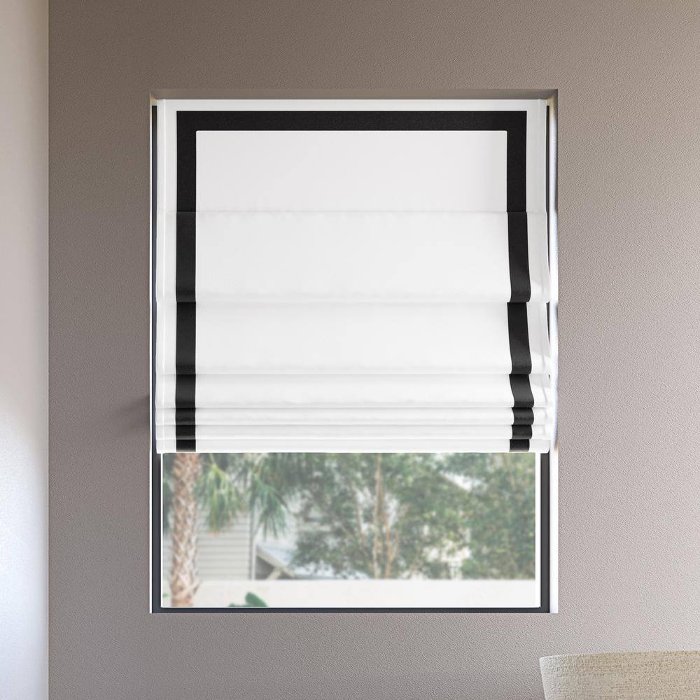 Sun Zero Olander Cordless Black 100% Blackout Black Ribbon Border ...