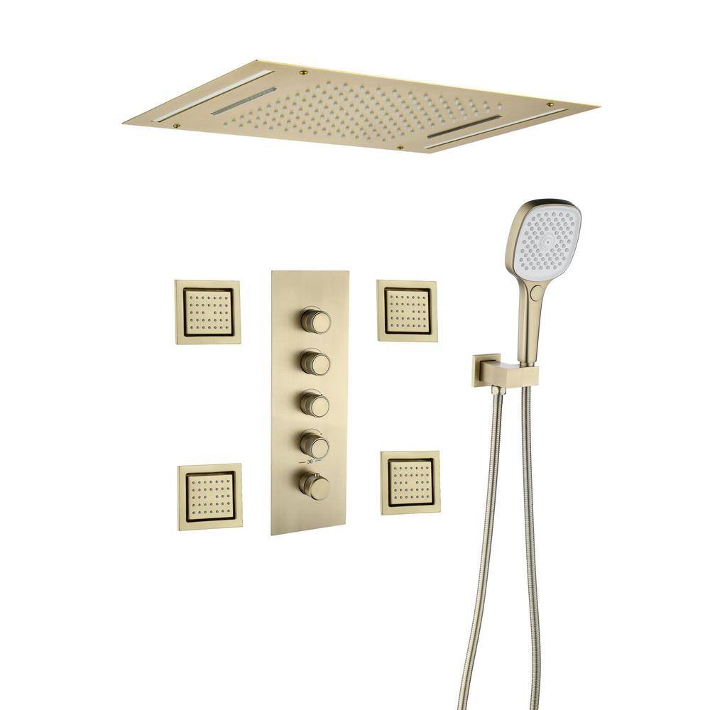 Tomfaucet Luxury Led Thermostatic Single Handle 3 Spray Patterns Shower