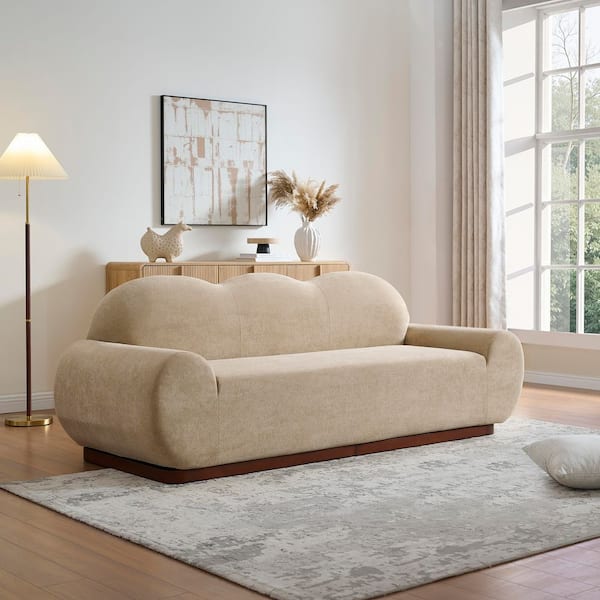 Harper & Bright Designs 88 in. W Round Arm Cloud Curved 3 Seater Modern ...