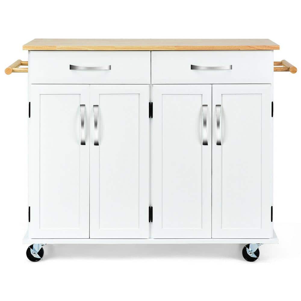 Reviews for Costway White 4-Door Rolling Kitchen Island Cart Buffet ...