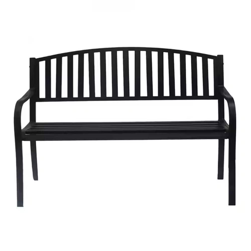 Heavy-Duty Wrought Iron Outdoor Bench for Patio, Garden, and Porch ...