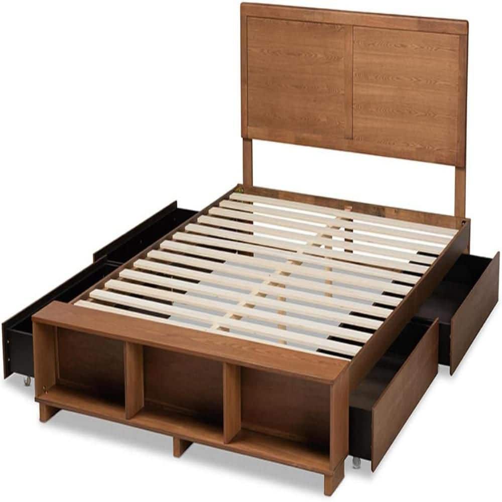 HOME IMPORTS EMPORIUM Brown Frame Queen Size Platform Bed, Durable ...