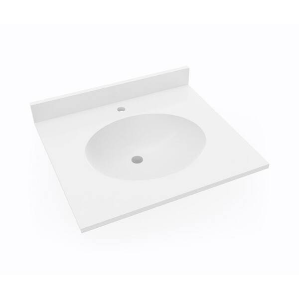 Swan Ellipse 25 in. W x 19 in. D Solid Surface Vanity Top with Sink in ...