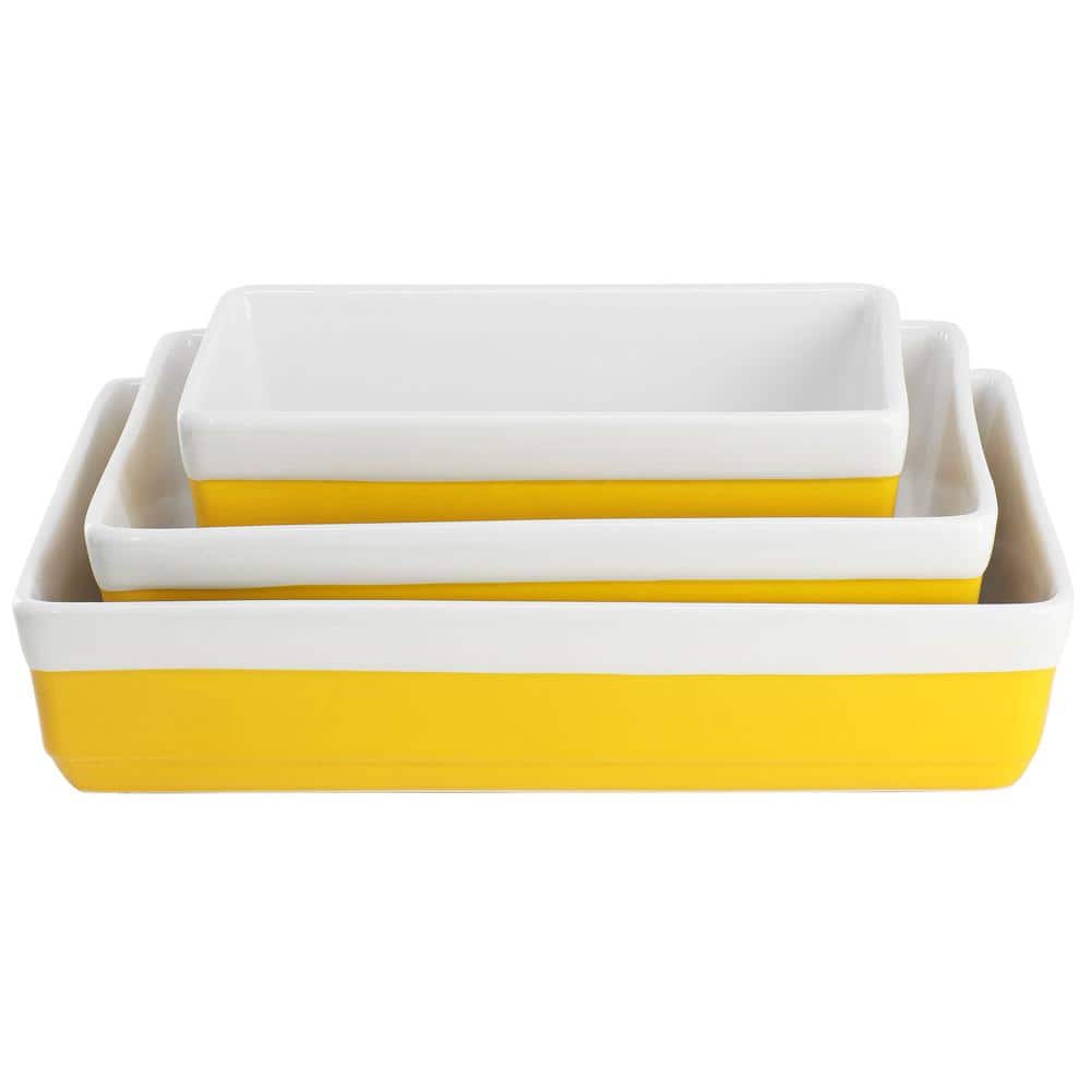 MARTHA STEWART 3 Piece Oven to Table Stoneware Bakeware Set in Yellow ...