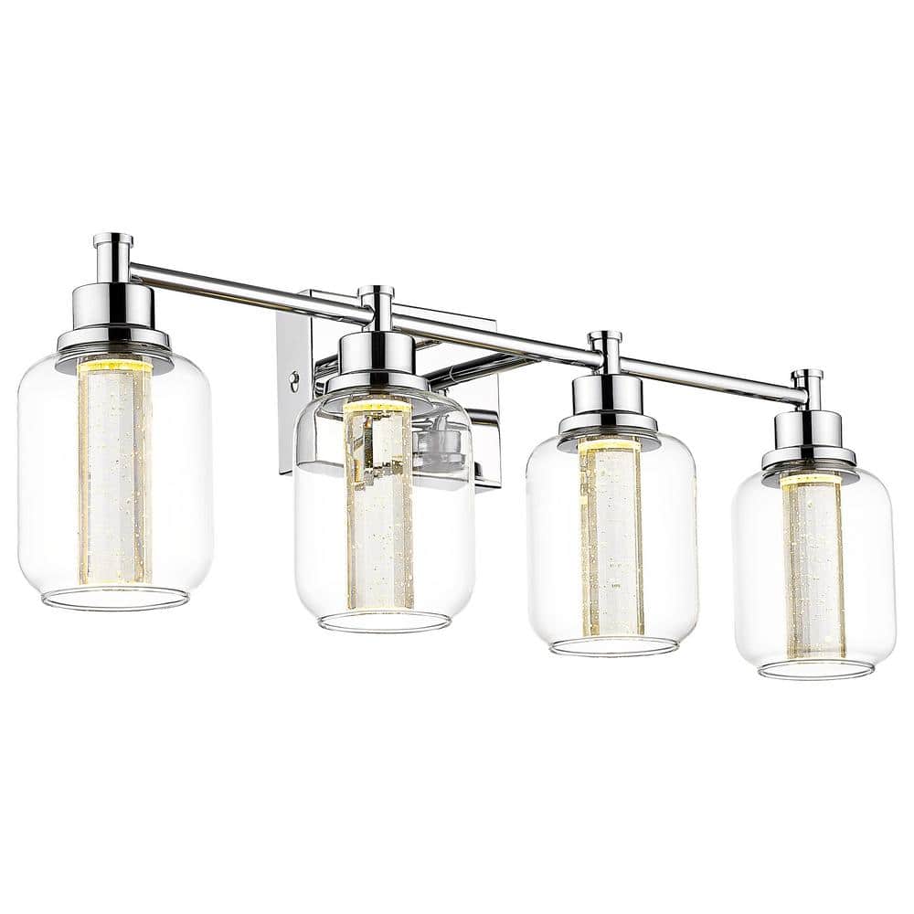 JAZAVA 4-Light 18-Watt LED Vanity Light Fixture with 3 Color Modes ...