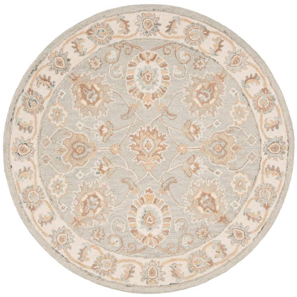 SAFAVIEH Blossom Aqua/Ivory 6 ft. x 6 ft. Round Floral Area Rug BLM702M ...