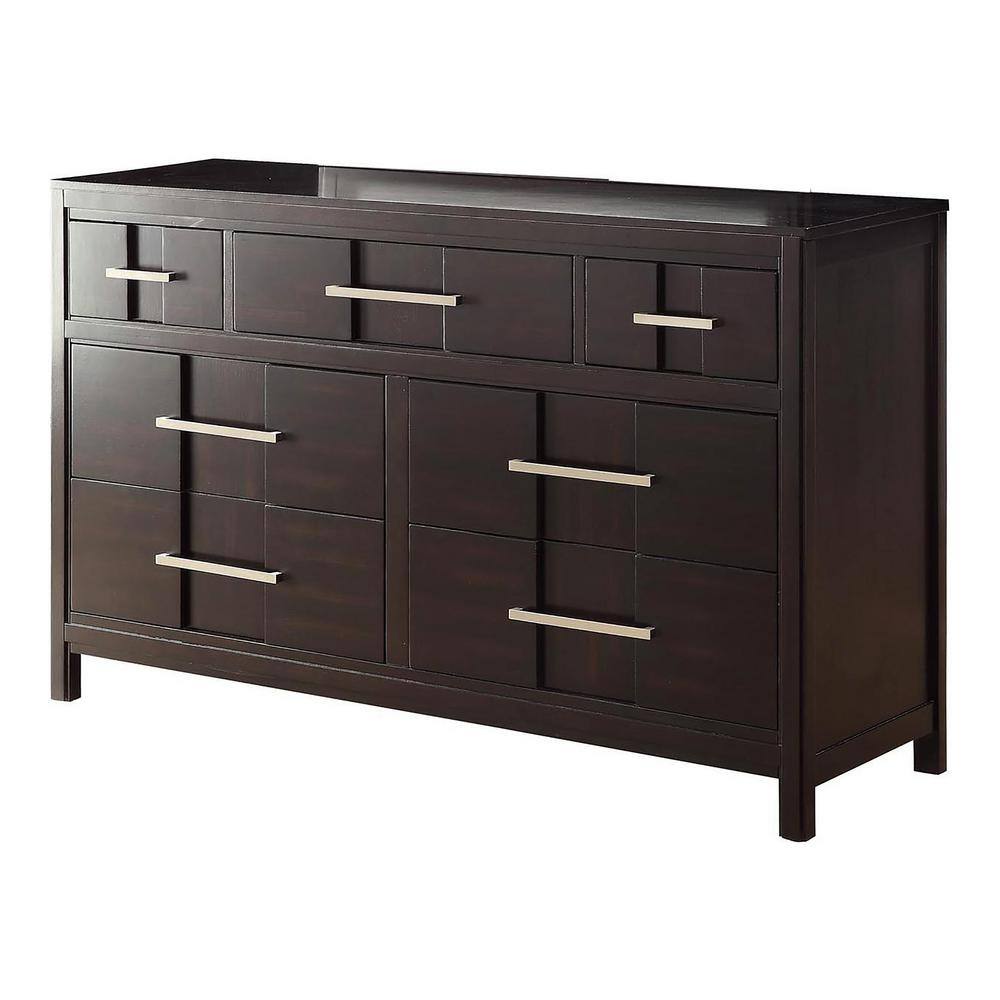 Furniture of America Vonslyke Espresso 7-Drawer 58 in. Wide Dresser IDF ...
