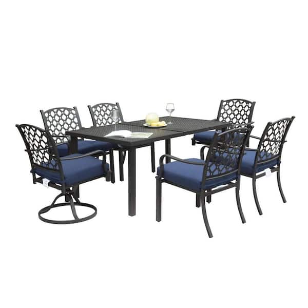 7-Piece Metal Patio Conversation Set, Dining Table and Chairs Dining ...