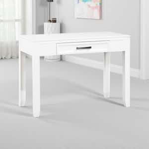 Benjara 20 in. Rectangular White Wood Top 1-Drawer Writing Desk with ...