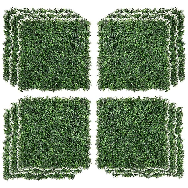 Jushua 20 in. x 20 in. Artificial Boxwood Panels Topiary Wall Greenery ...