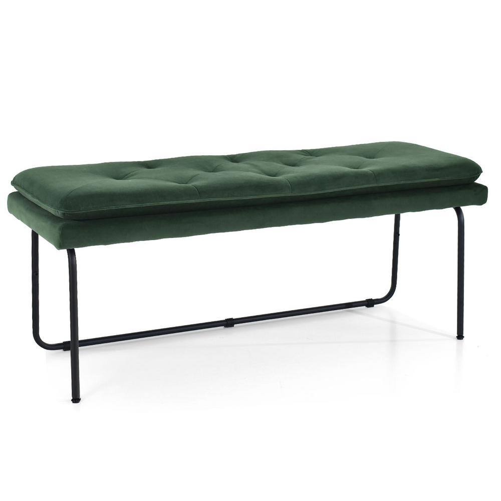 Elevens Green Nano Upholstered Tufted Bench 48 in. x 20.5 in. x 18.5 in ...