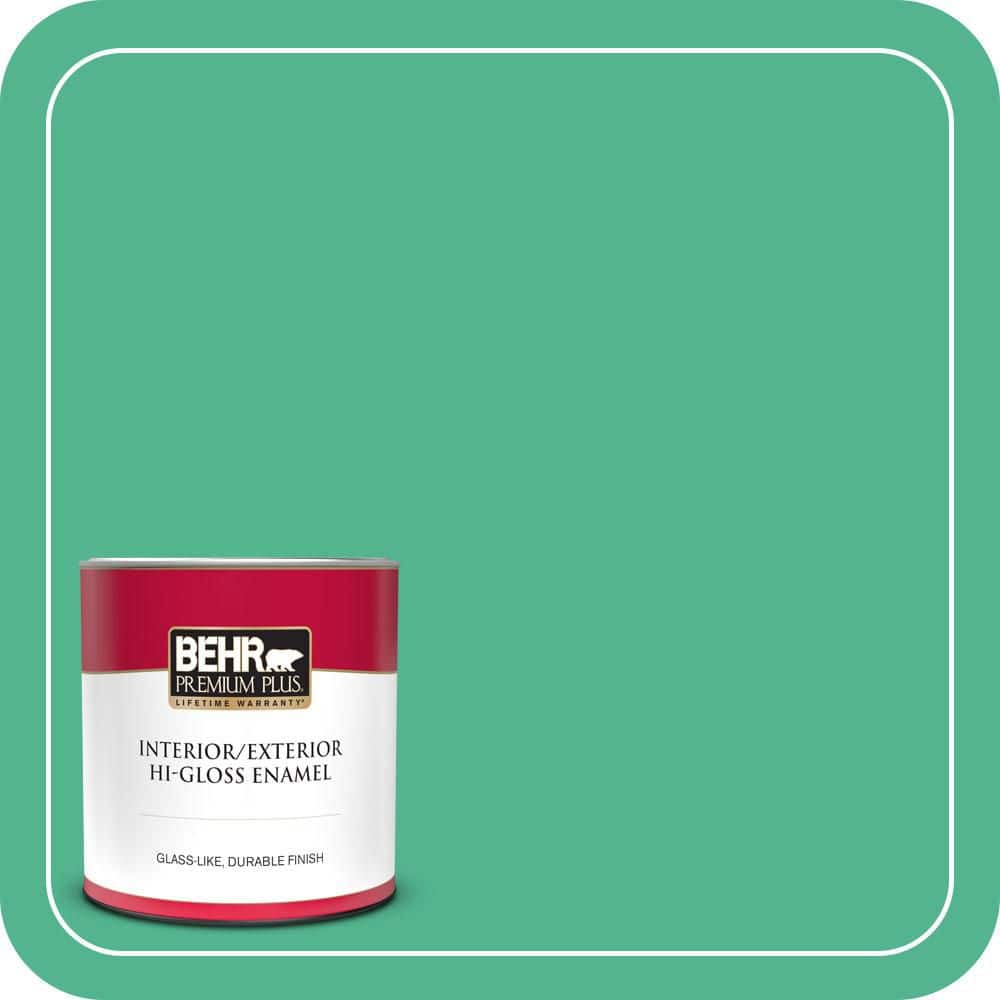 BEHR PREMIUM PLUS 1 qt. #MQ4-16 Aruba Green Hi-Gloss Enamel Interior ...
