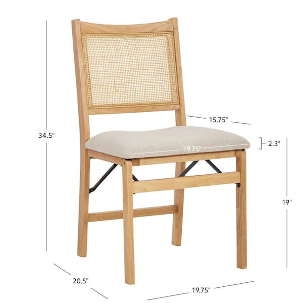 Lewis Cane Back Natural Fabric Seat Folding Dining Side Chair