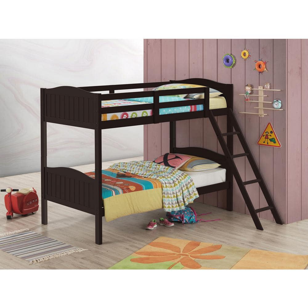 Coaster Arlo Espresso Twin Over Twin Bunk Bed with Ladder 405053BRN ...