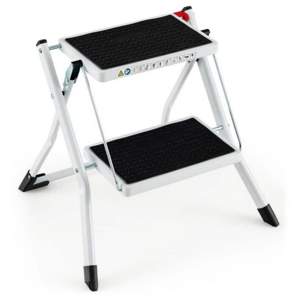 Cisvio 1.5 ft. Reach Folding 2 Step Ladder with Anti-Slip Pedal and ...