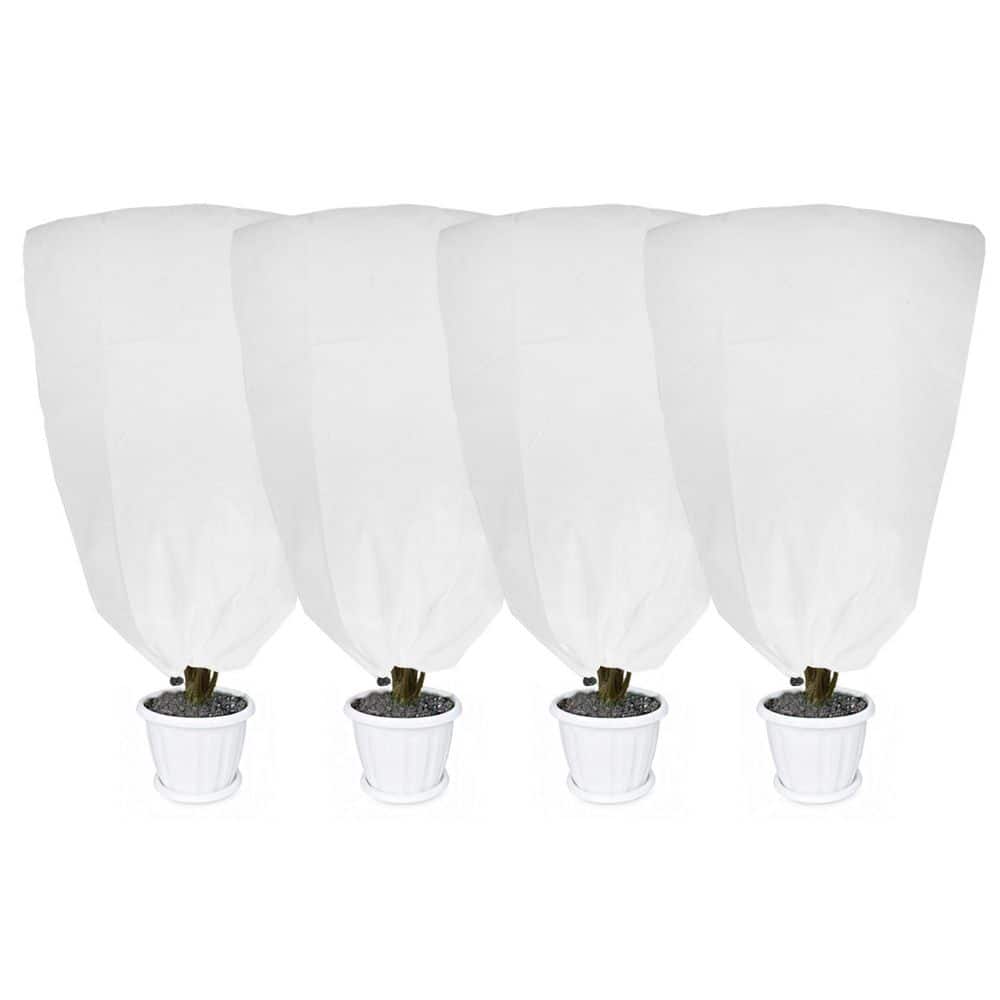 .N/A 47.2 in. White Non-Woven Fabric Plant Covers Freeze Protection ...