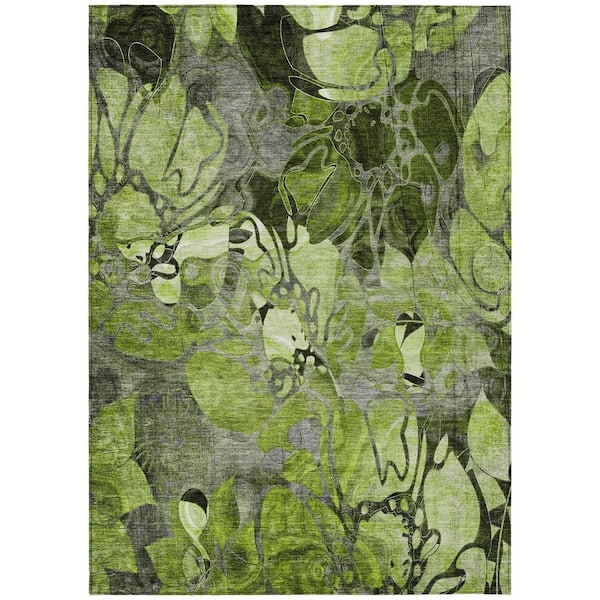HomeRoots Fern Green and Gray 3 ft. x 5 ft. Woven Floral Rectangle ...