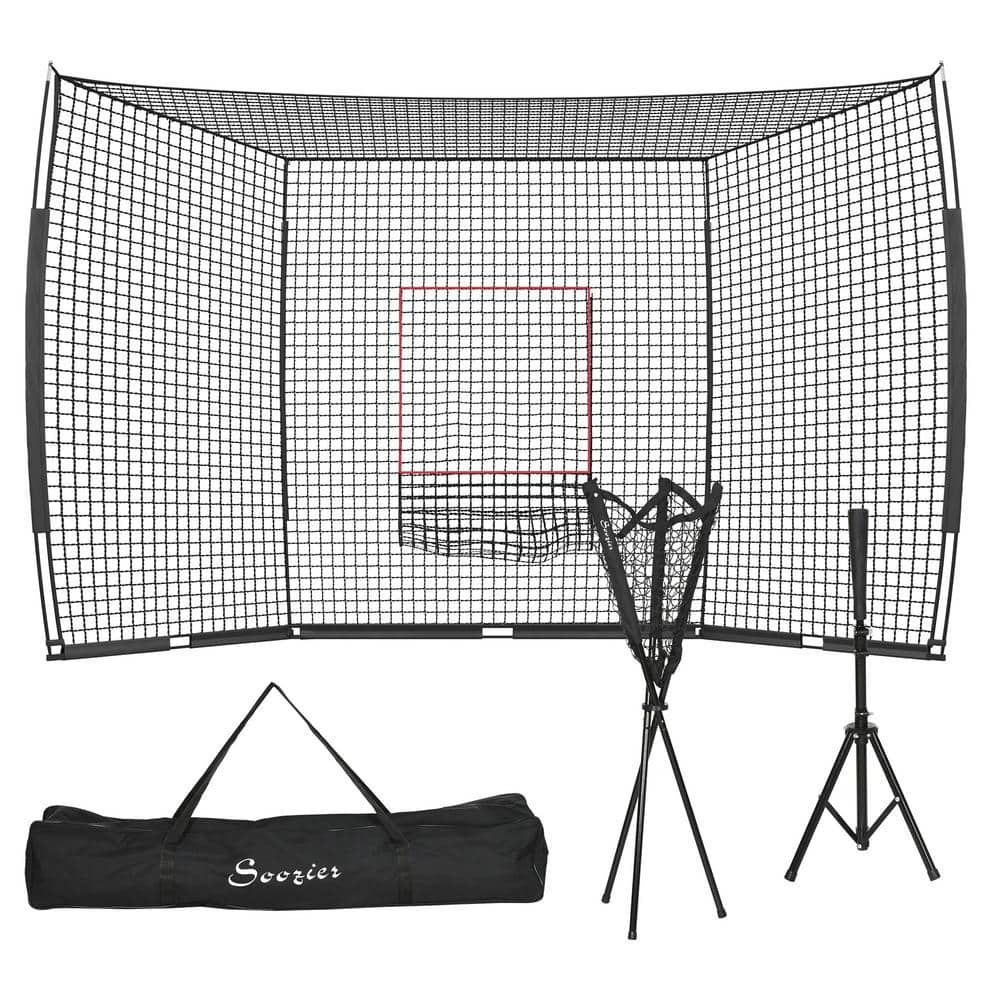 Sudzendf 17 ft. x 5.5 ft. Black Baseball Net with Strike Zone, Caddy ...