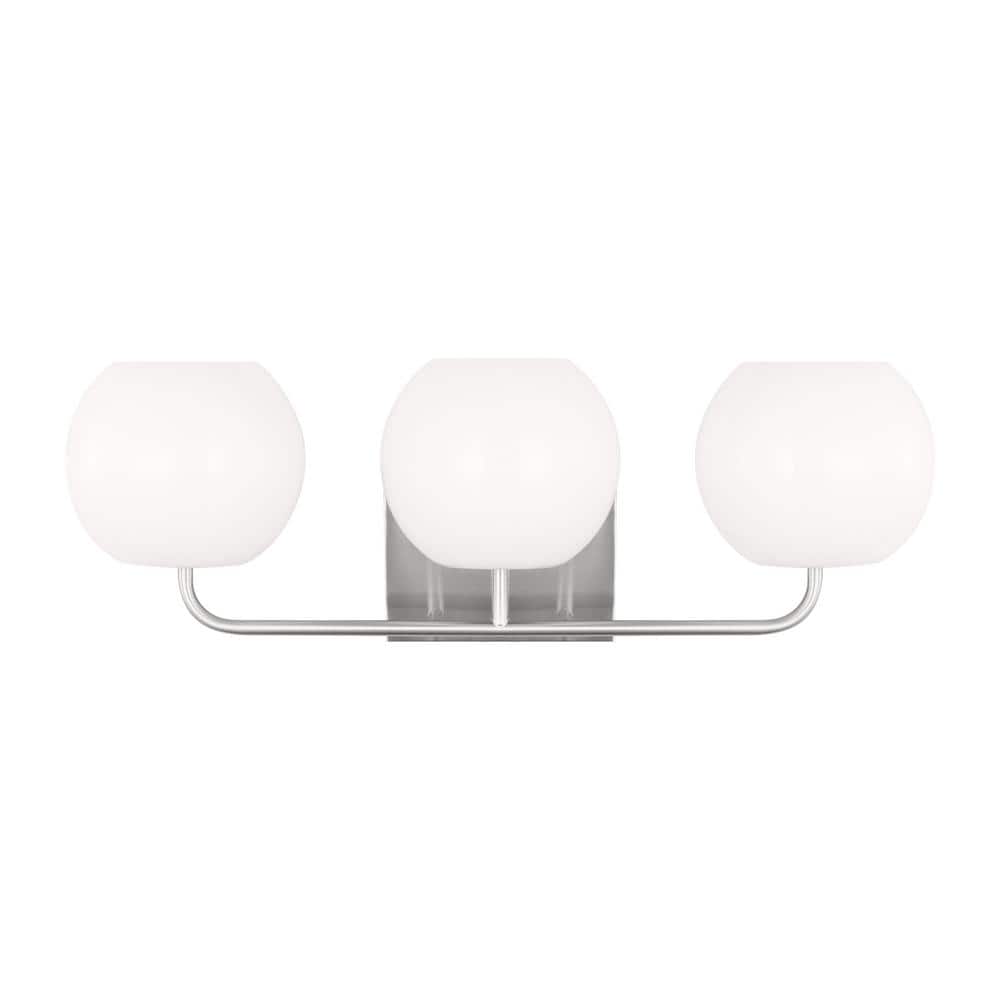 TIELLA Doraville Large 25 in. 3-Light Brushed Steel Bathroom Vanity ...