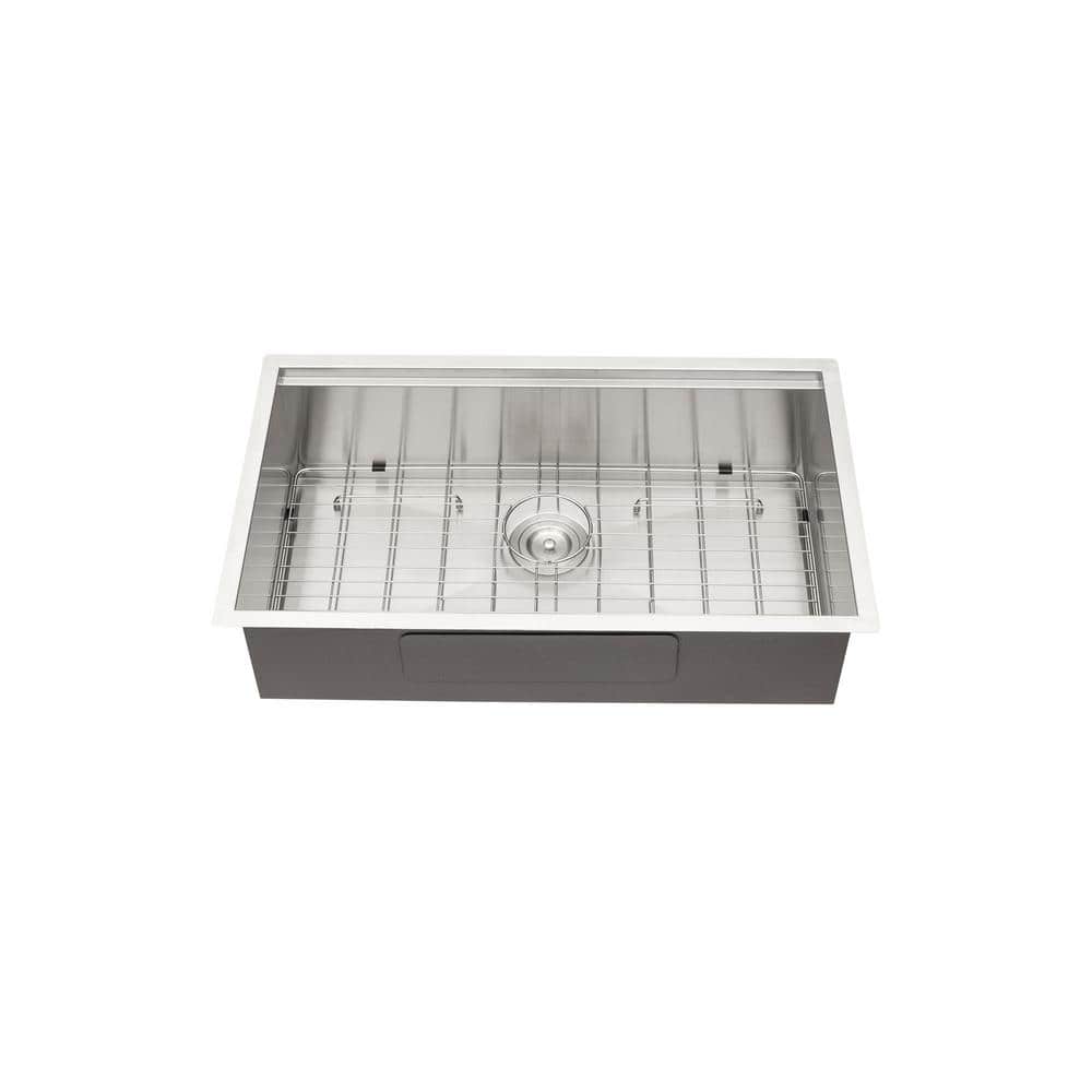 Boosicavelly 32 in. Undermount Single Bowl 18-Gauge Brushed Nickel ...