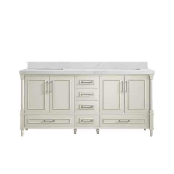 Willow Collections Hudson 72 in. Double Sink Freestanding Alabaster ...