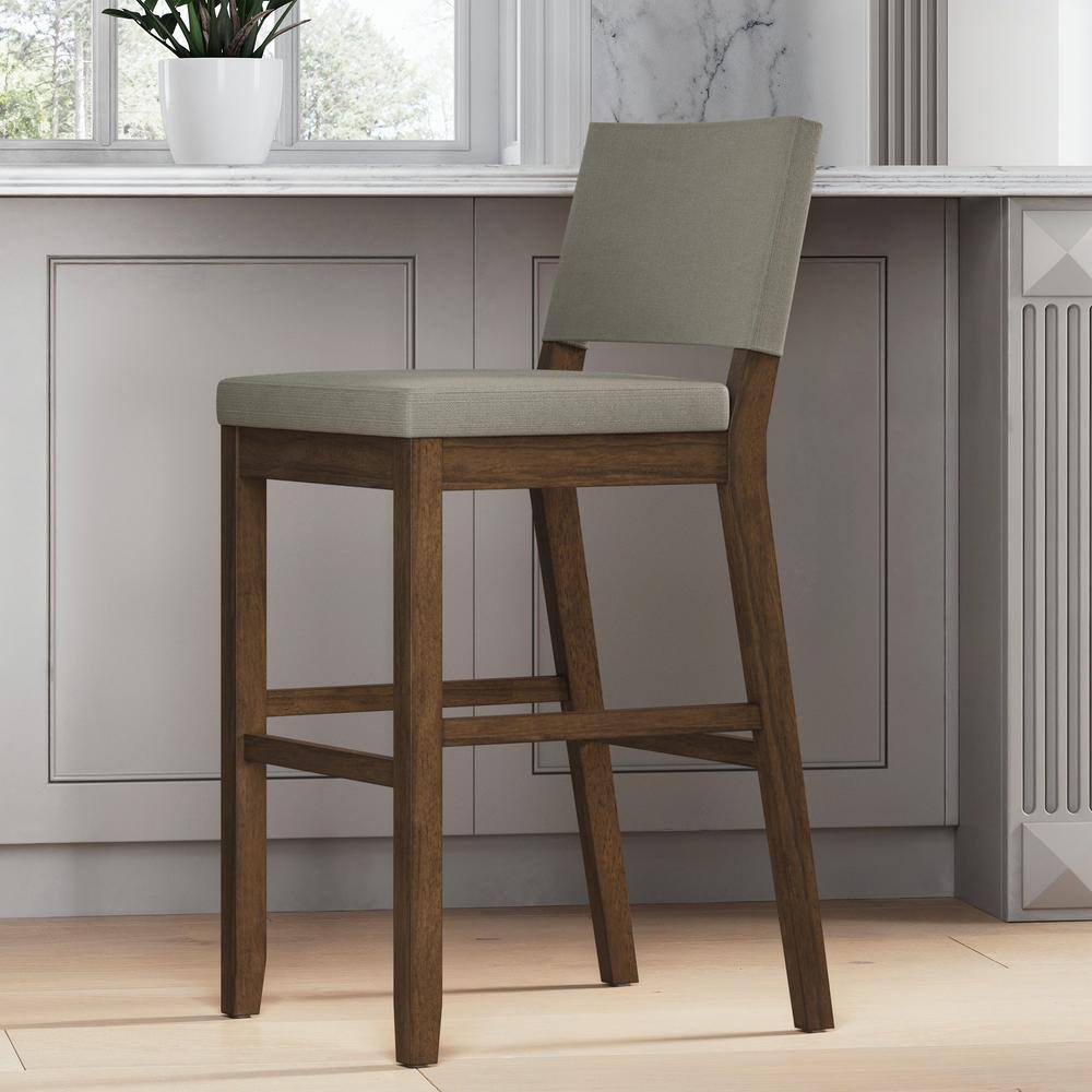 Nathan James Linus 29 in. Modern Upholstered Bar Height Bar Stool with ...