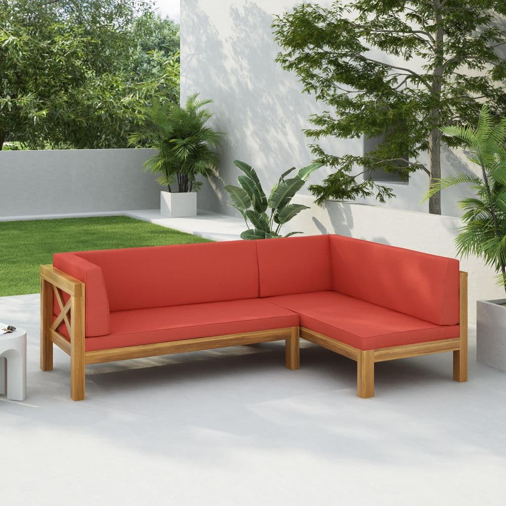 CHRISTOPHER KNIGHT HOME Alory Left Arm 2-Piece Solid Wood Outdoor Couch ...