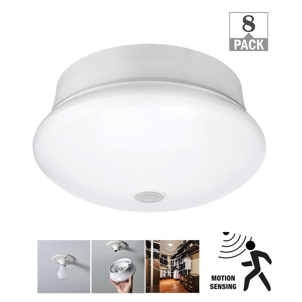Commercial Electric Spin Light 7 in. Motion Sensor Integrated LED Flush ...