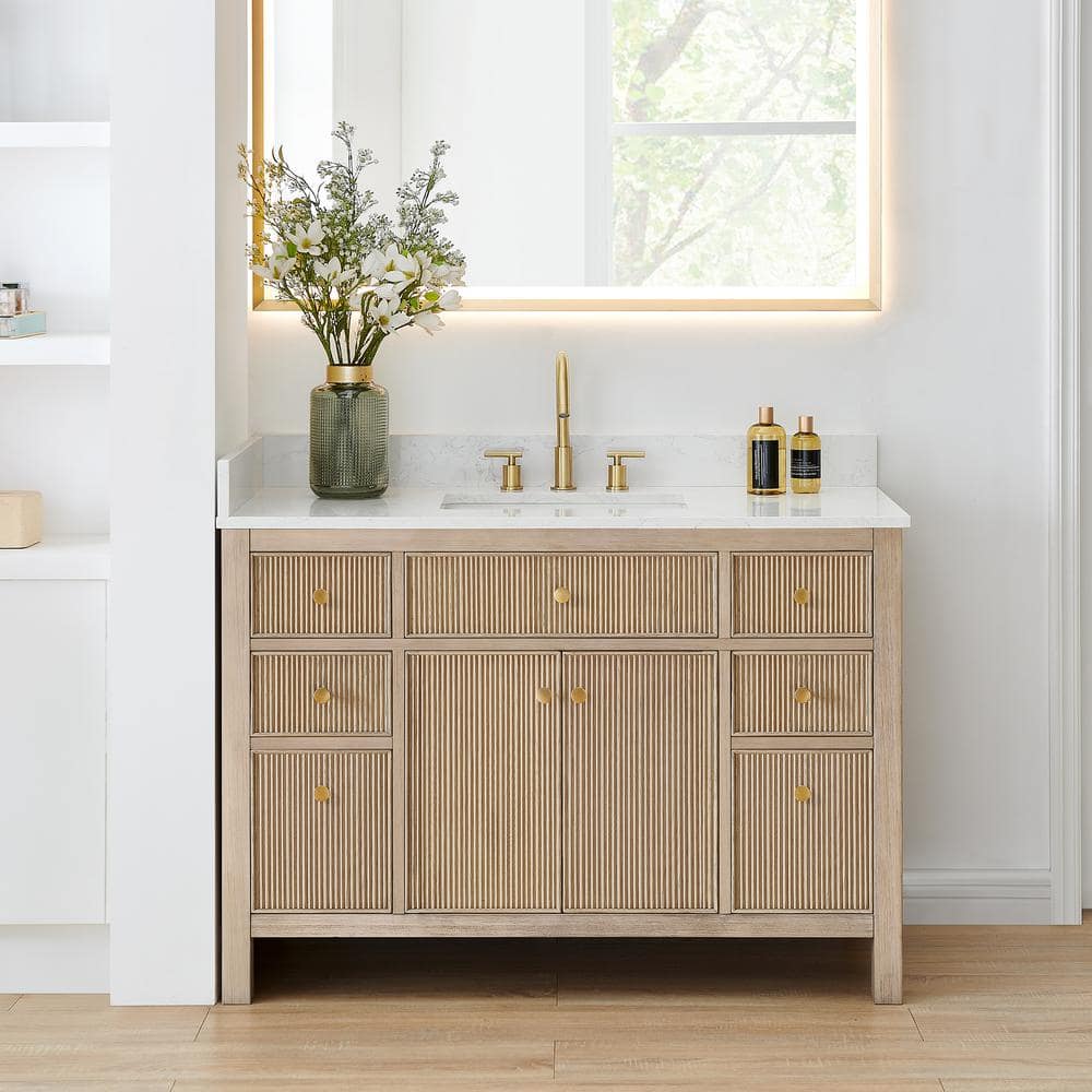 Altair Cerrito 48 in. Single Sink Freestanding Nature Oak Bath Vanity ...