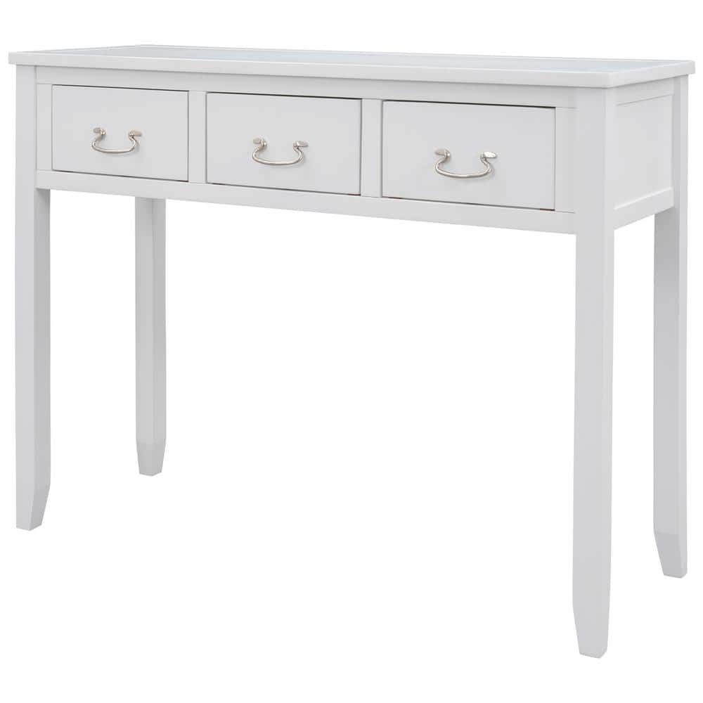 aisword 39 in. White Modern Console Table Rectangle Wood Sofa Table for ...