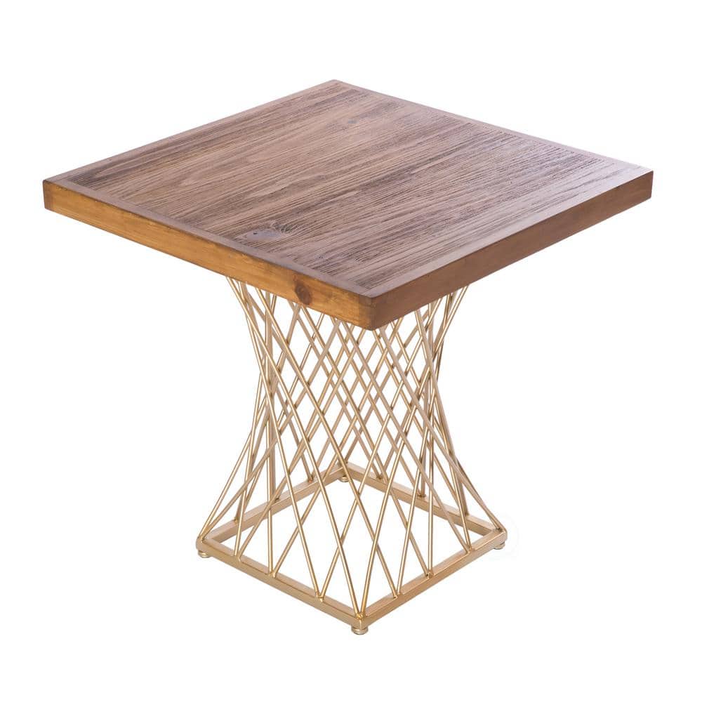 Bold Tones Gold Modern Square Wood Metal Side Table QI003518 - The Home ...