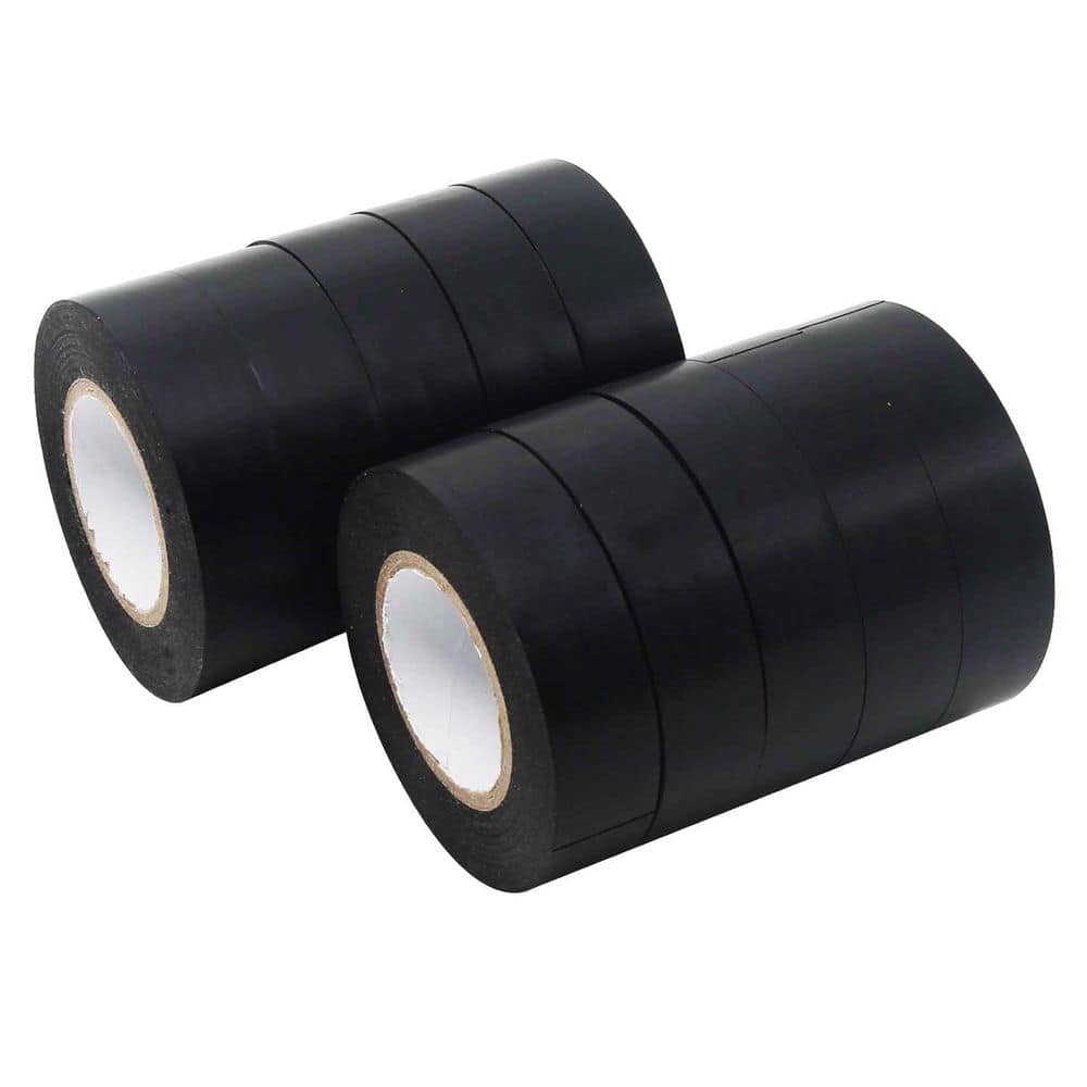 Yichuhaoxi 3/4 in. x 66 ft. Electrical Tape Black 10-Pack Industrial ...