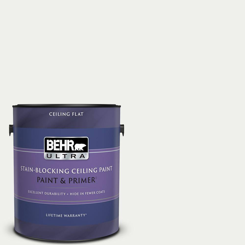 BEHR ULTRA 1 gal. #57 Frost Ceiling Flat Interior Paint and Primer ...