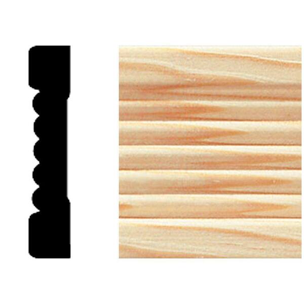 HOUSE OF FARA 7/16 in. x 2-1/4 in. x 7 ft. Pine Wood Fluted Casing ...