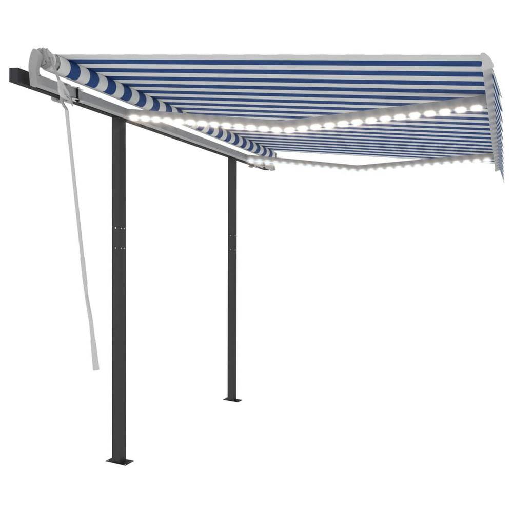 118.1 in. Manual Retractable Awning with Posts and LED (96 in ...