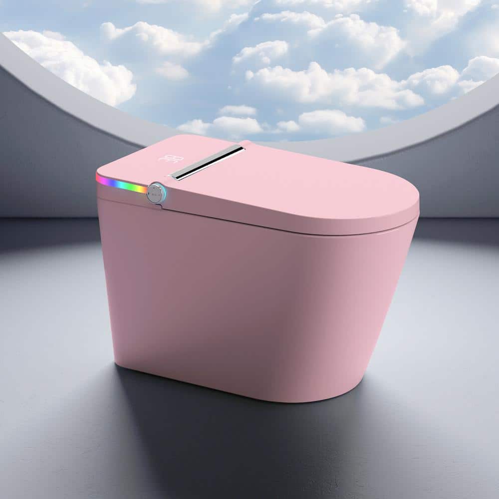 CATALINA Auto Open Close Lid Elongated Bidet Toilet in Pink with Night ...